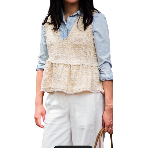 Zara | Tops | Zara Trf Collection Top Womens S Tweed Sleeveless Frayed ...